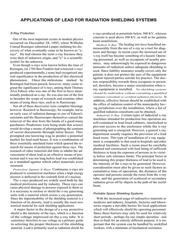 Guide for Using Lead as Radiation Shielding | PDF