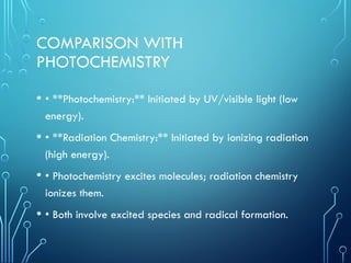 Radiation Chemistry, radiolysis of water, G value. | PPTX
