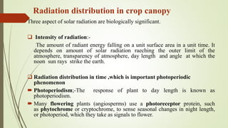 Radiation distribution and utilization by plant communities | PPTX