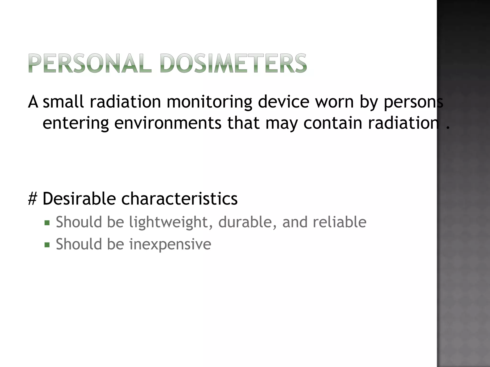 Radiation Dosimeters | PPTX