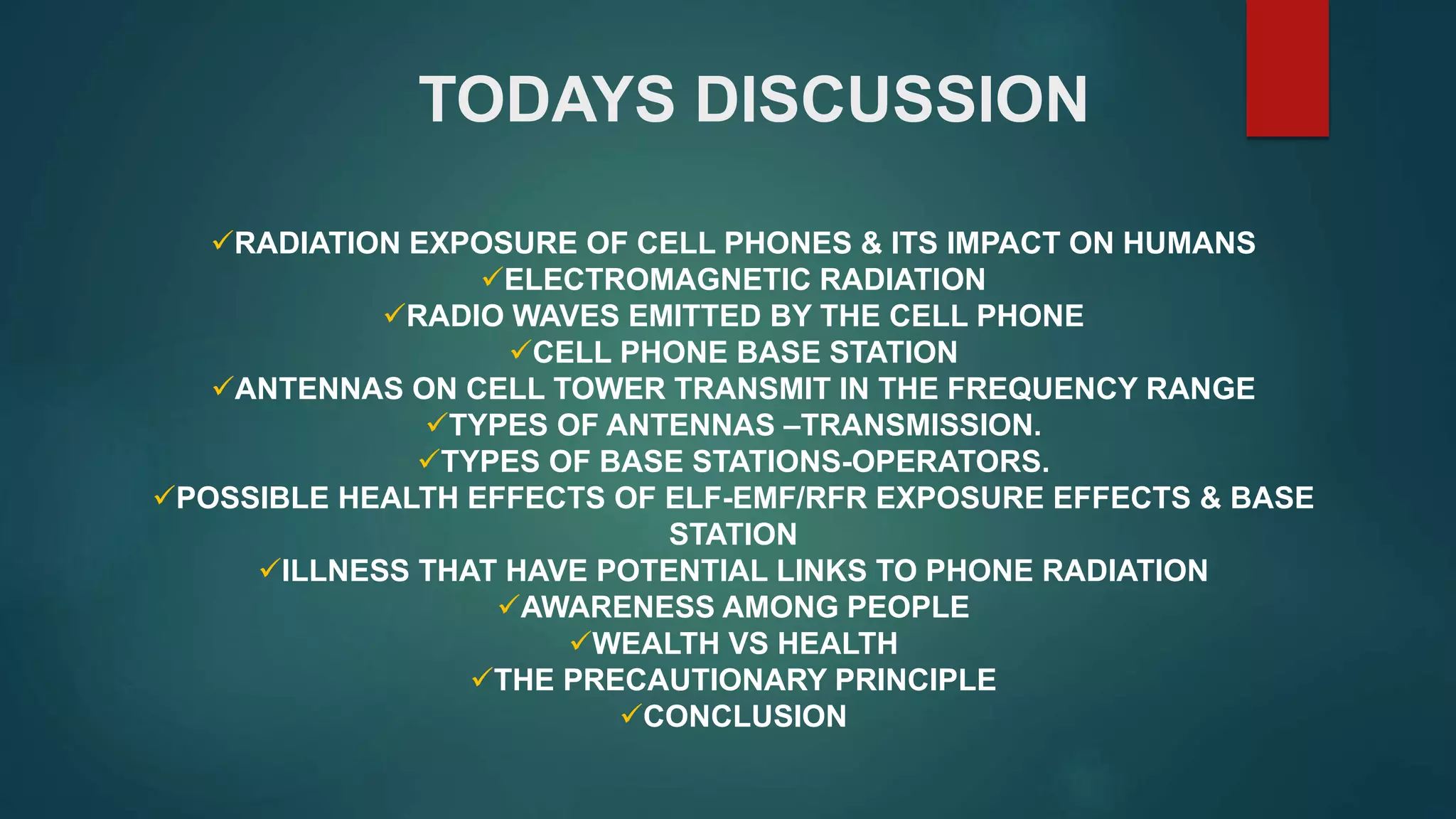 Radiation exposure of cell phones & its impact on humans. | PPTX