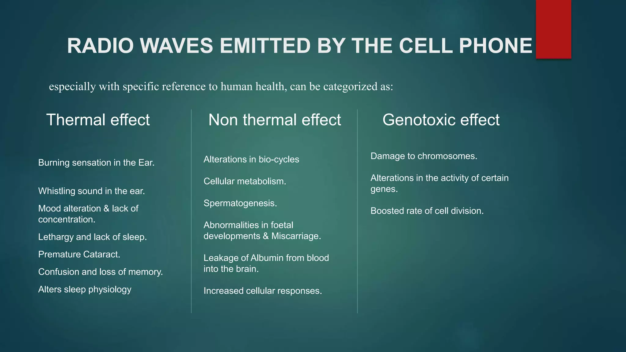 Radiation exposure of cell phones & its impact on humans. | PPTX