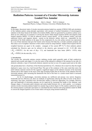 Radiation patterns account of a circular microstrip antenna loaded two annular | PDF