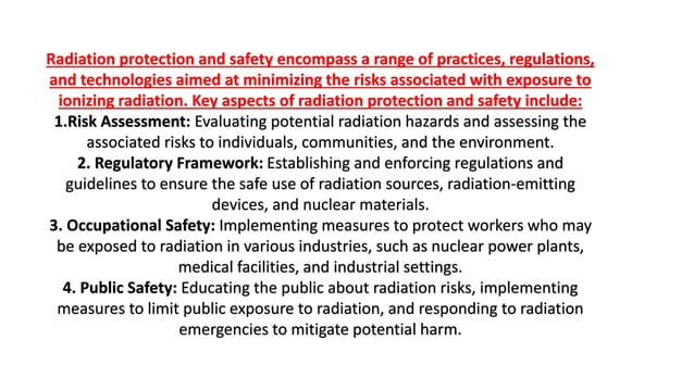 radiation protection and safety-1.pptx.... | PPTX | Physics | Science