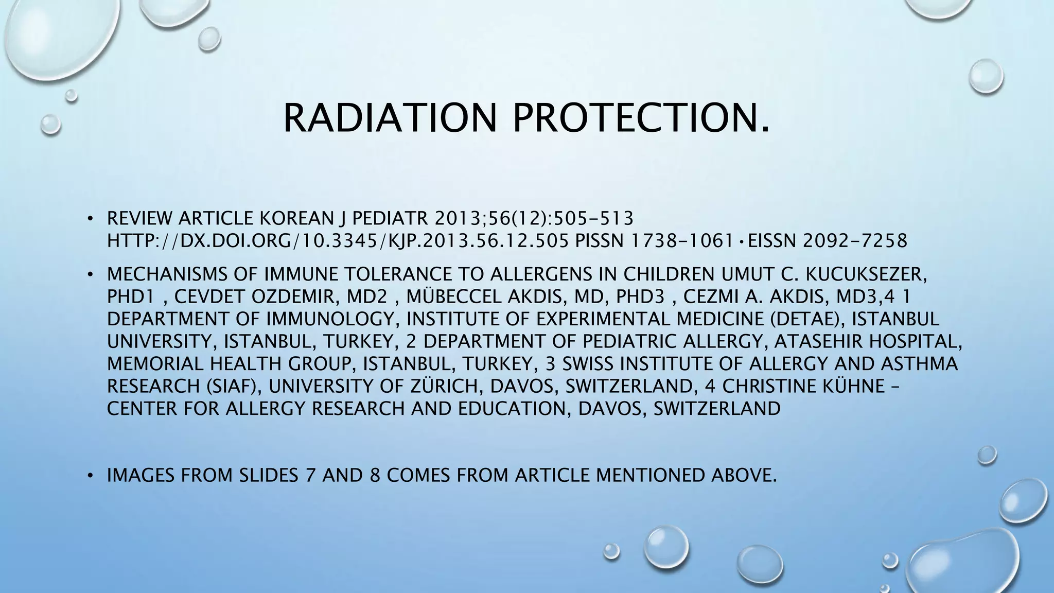 Radiation protection: desensitization to radiation. | PPTX