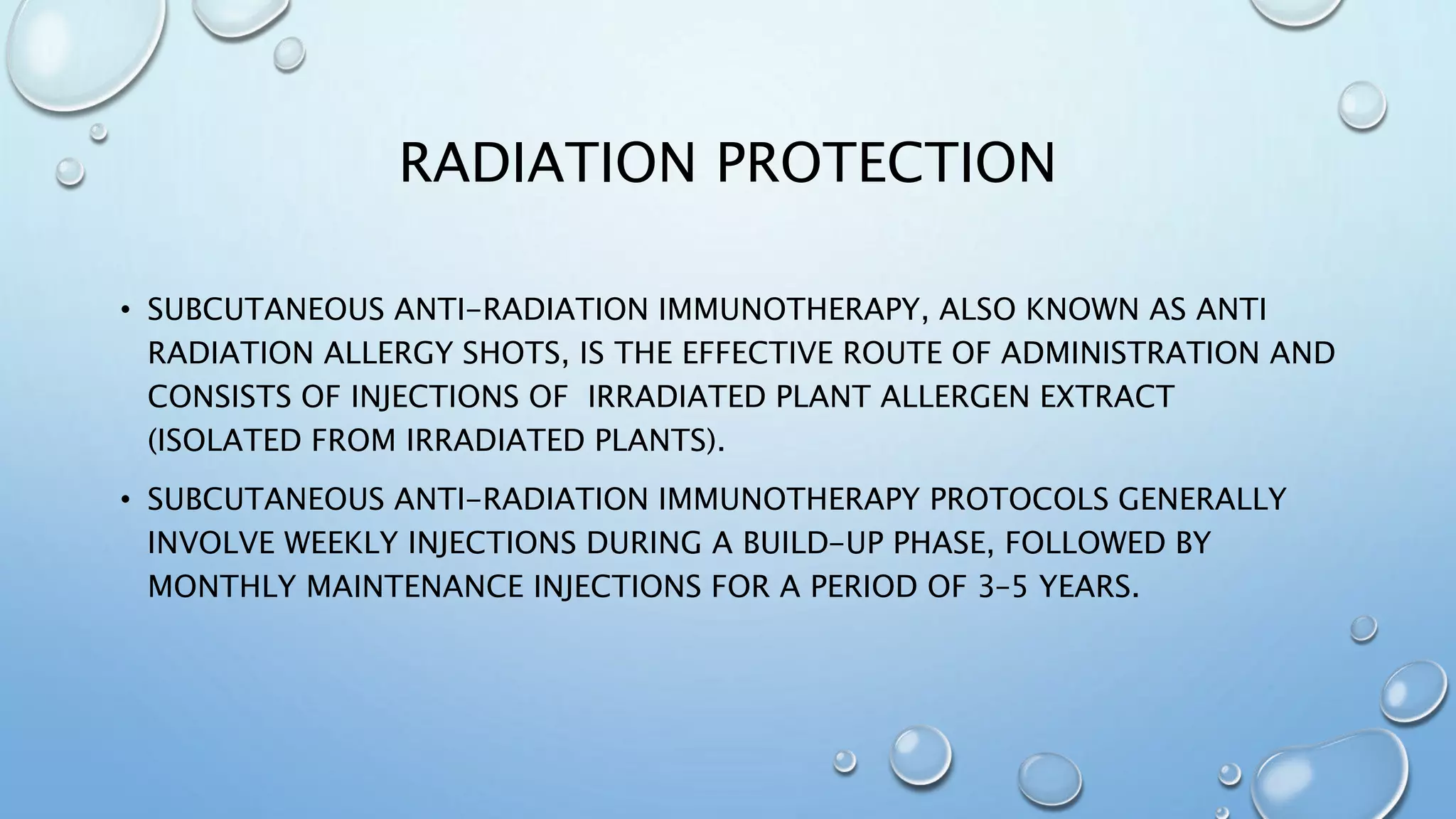 Radiation protection: desensitization to radiation. | PPTX