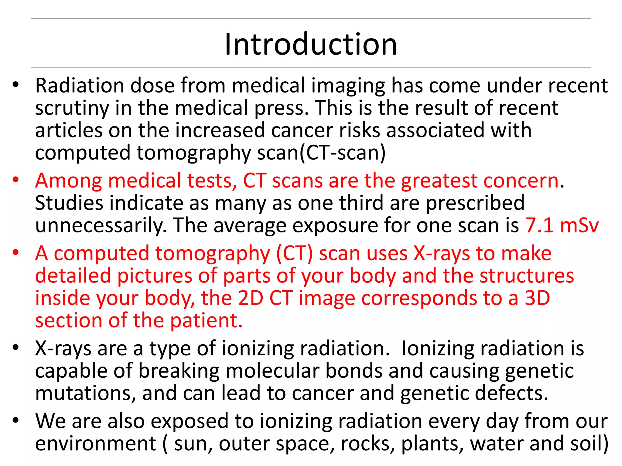 Radiation risk from medical imaging | PPT