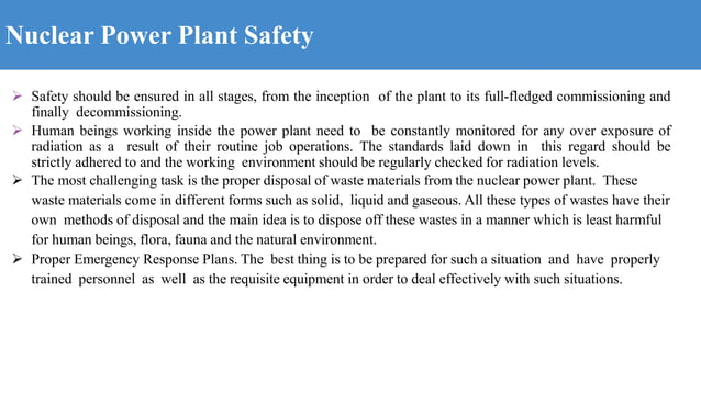 Radiation safety precautions (General Principles, Power Plant Safety ...