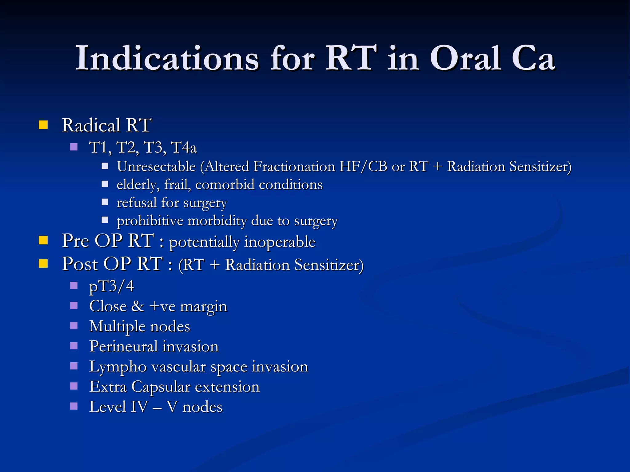 Radiation therapy of oral cancers | PPT