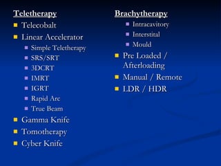 Radiation therapy of oral cancers | PPT