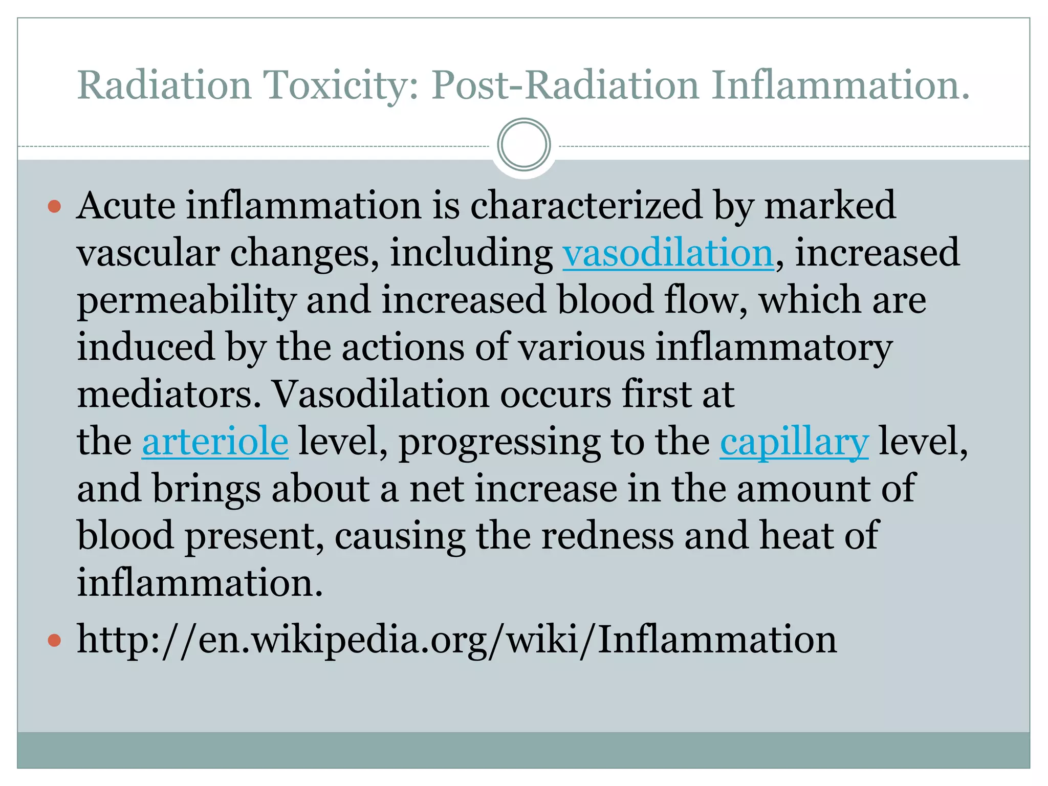 Radiation Toxicity: Post-Radiation Inflammation. | PPTX