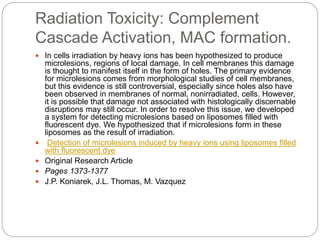 Radiation toxicity: complement system activation. | PPTX