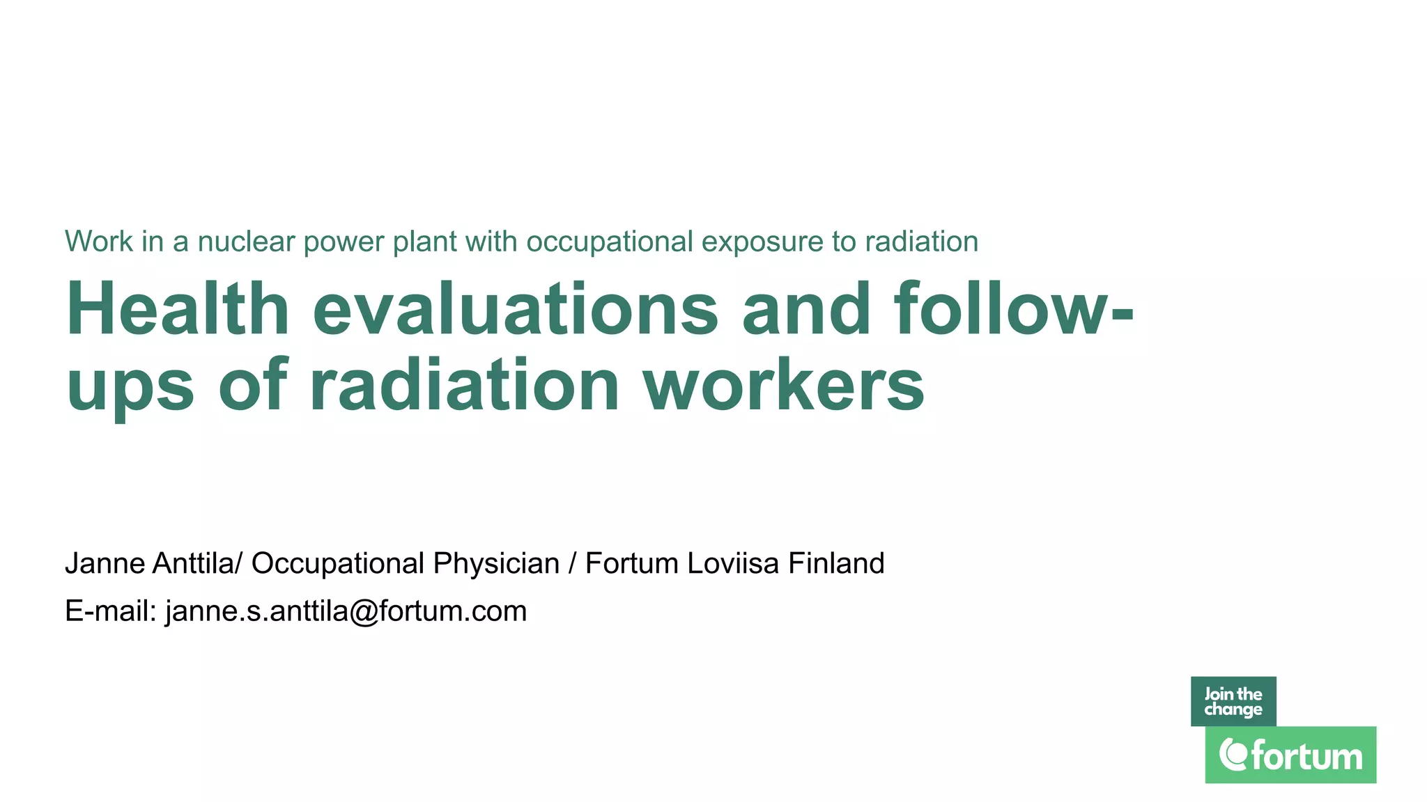 Occupational exposure to radiation in a nuclear power plant, medicals | PDF