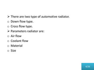 PARAMETRIC STUDES ON AUTOMOTIVE RADIATOR | PPT