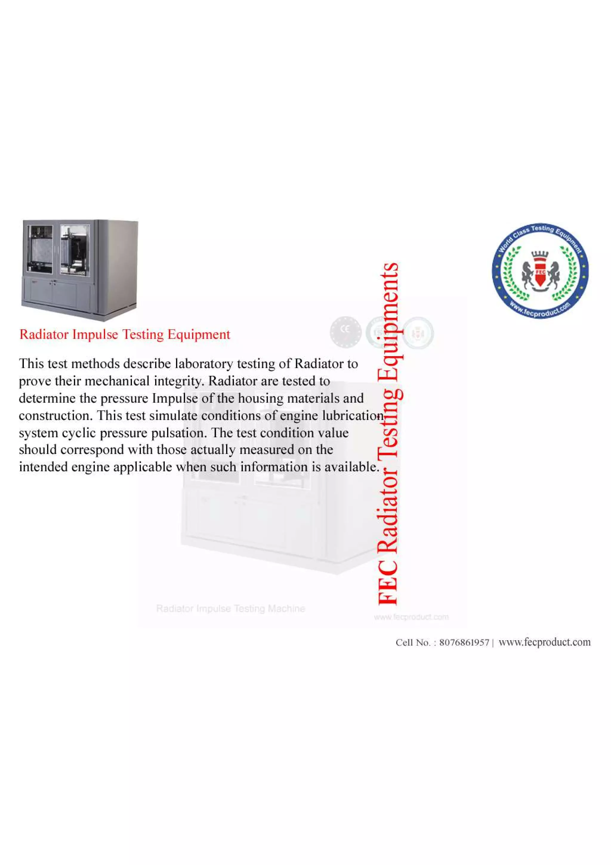 Radiator Impulse Testing Equipment | PDF