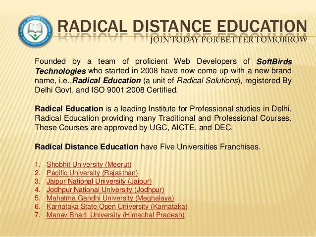Radical distance education