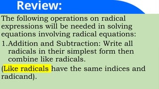 RADICAL EQUATION AND PROBLEM SOLVING.pptx