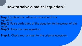 RADICAL EQUATION AND PROBLEM SOLVING.pptx