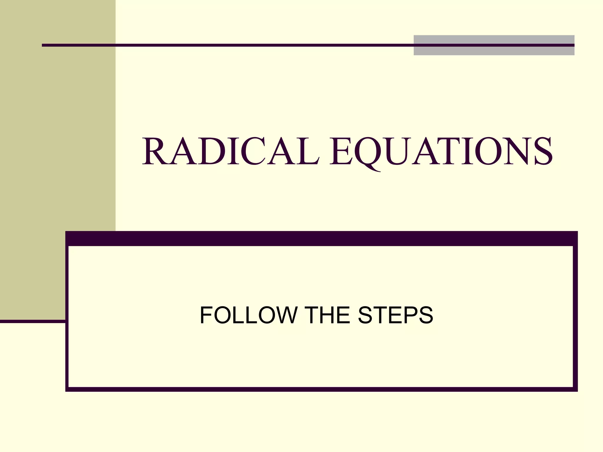 Radical equations | PPT