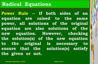 Radical equations -slideshare | PPTX
