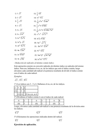 Operaciones con radicales | PDF