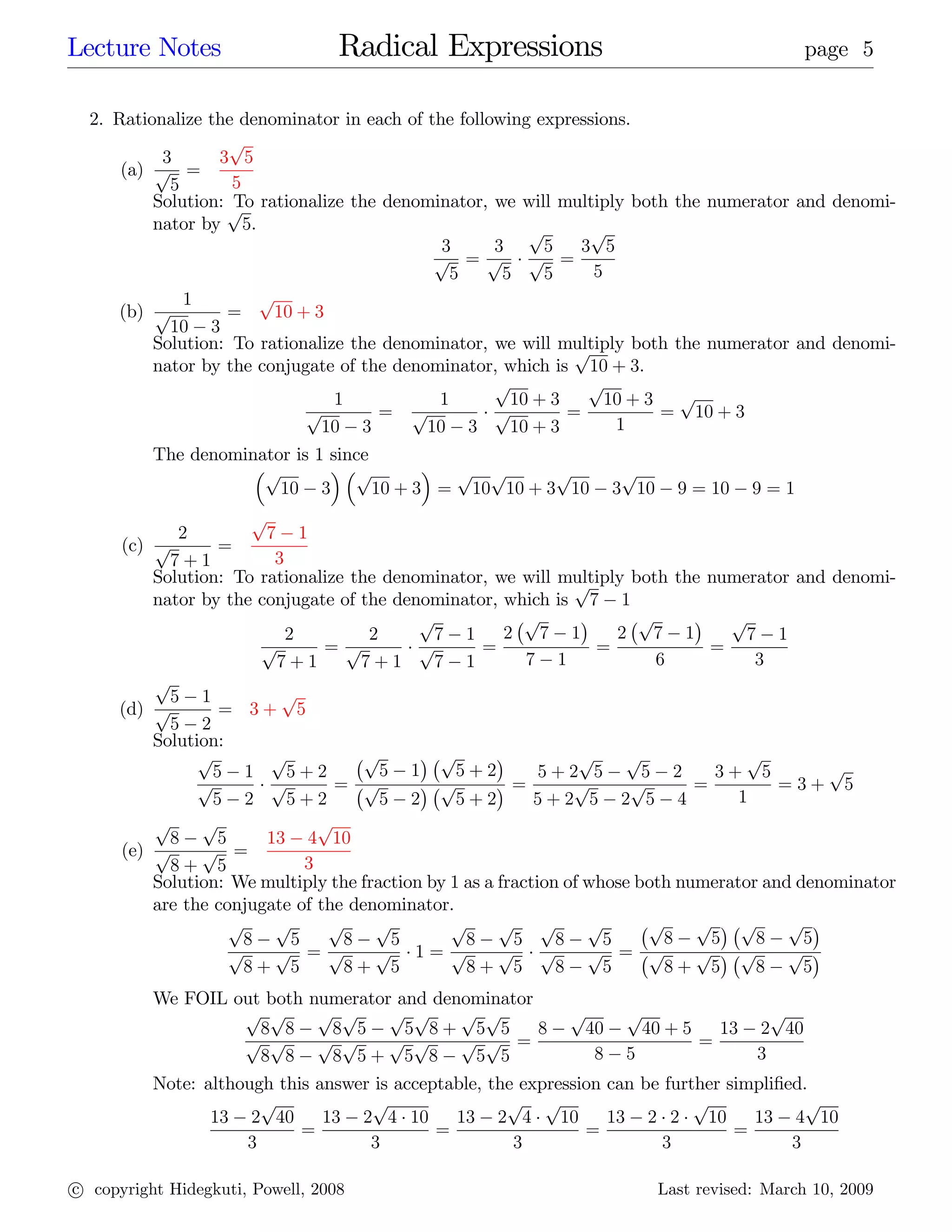 Radical expressions | PDF