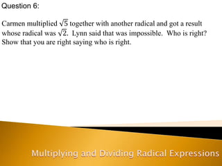 Radical operations questions | PPT