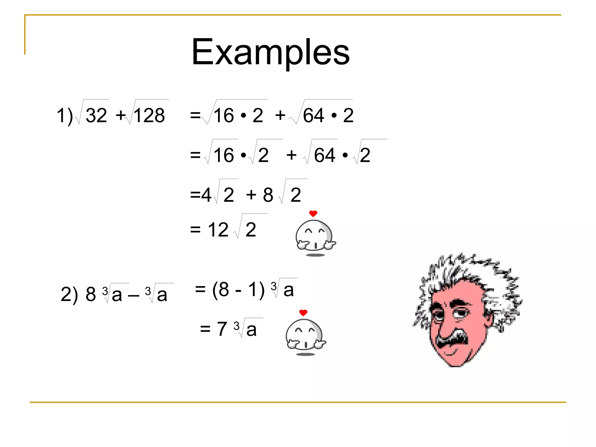 Addition and Subtraction of radicals (Dissimilar radicals) | PPT