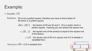 Simplifying Radical Expressions Mathemat | PPTX