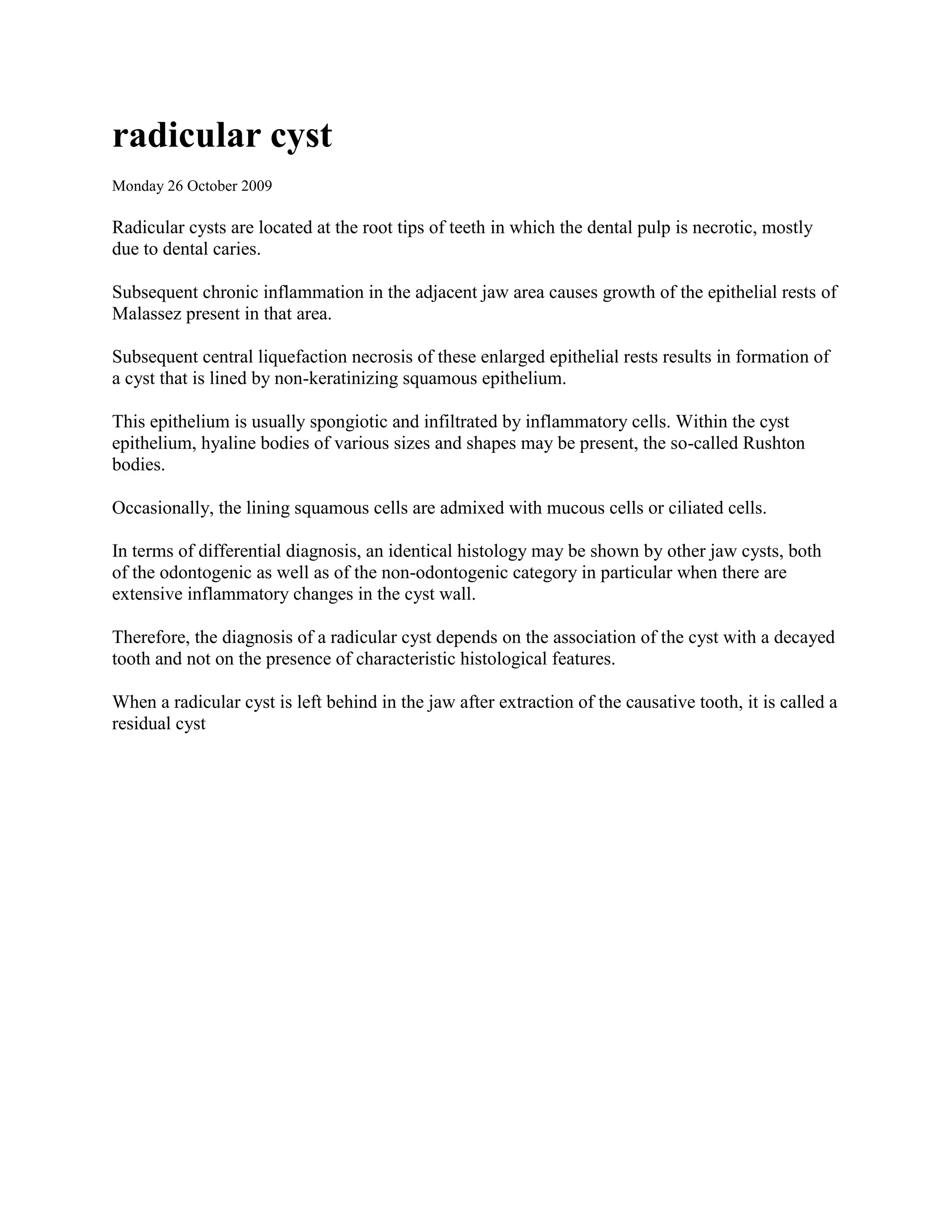 Radicular cyst | DOCX