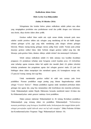 Radikalisme Dalam Islam menurut Lovita Ivan HIdayatullah | PDF