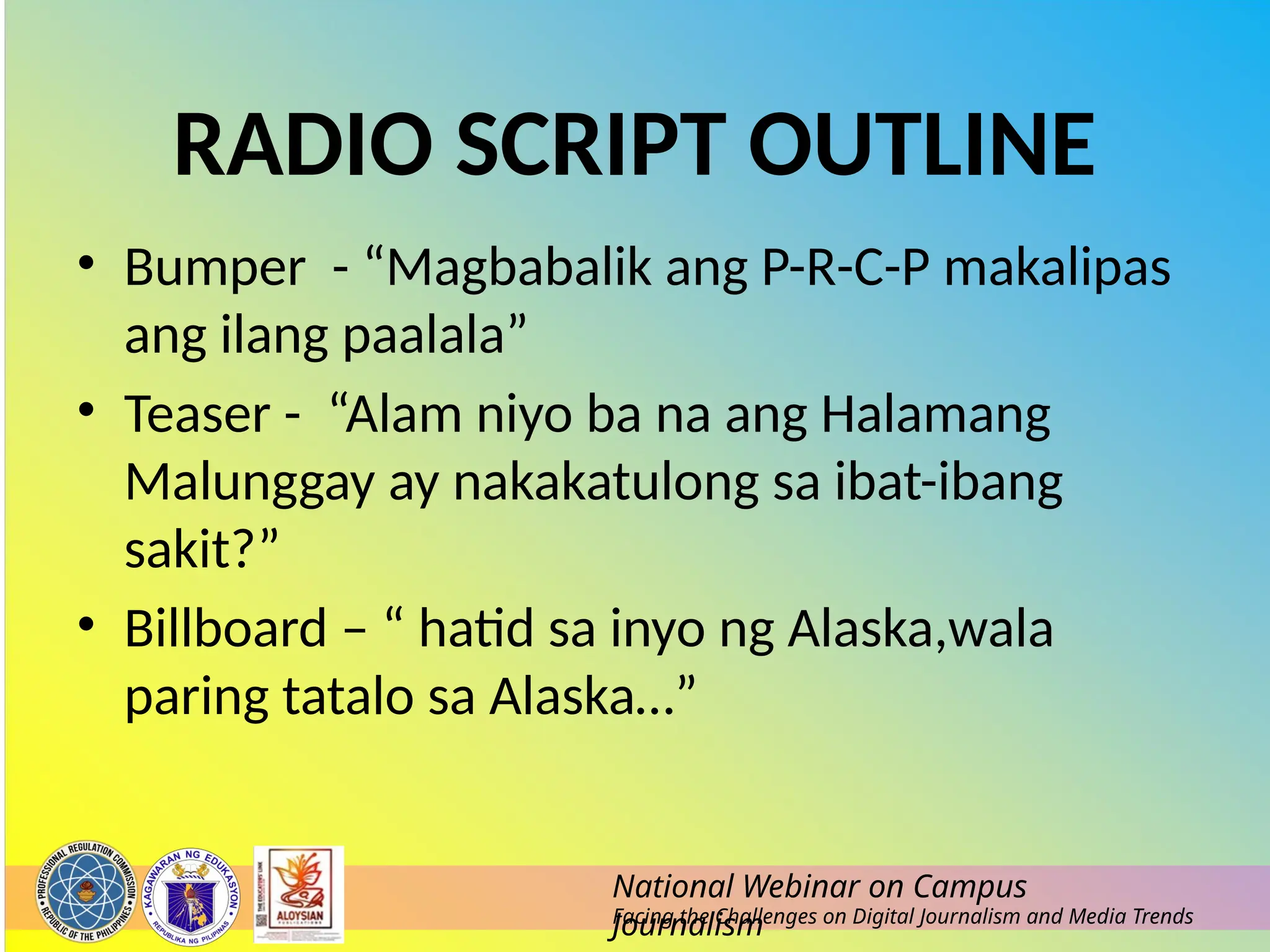 RADIO-BROADCASTing. training files. English and Filipino | PPTX