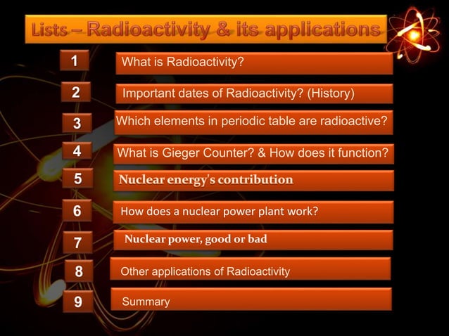 Radioactivity and its applications | PPTX | Science