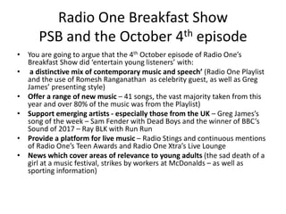 Radio 1 breakfast show case study | PPTX