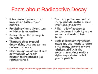 RADIOACTIVE DECAY AND HALF-LIFE CONCEPTS | PPT
