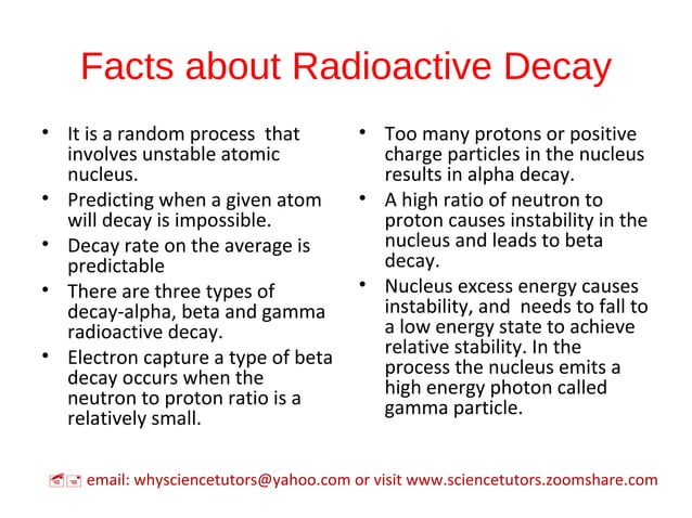 RADIOACTIVE DECAY AND HALF-LIFE CONCEPTS | PPT | Chemistry | Science