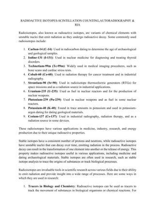RADIOACTIVE ISOTOPES-Scintillation Counting,Autoradiography and RIA | DOCX