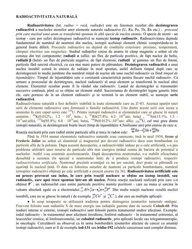 Radioactivitatea naturală | DOCX