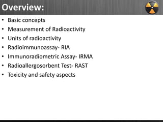 Detection and Applications of Radioactivity in Clinical Chemistry | PPTX
