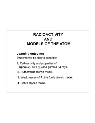 Radioactivity and models of the atom | PDF