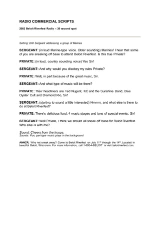 Radio ad script | DOCX