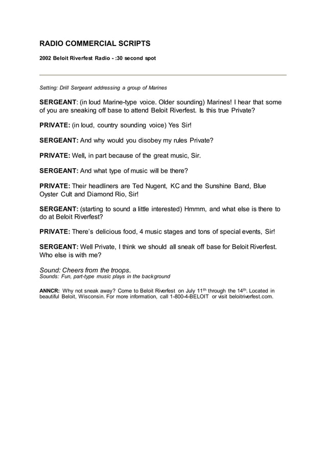 Radio ad script | DOCX