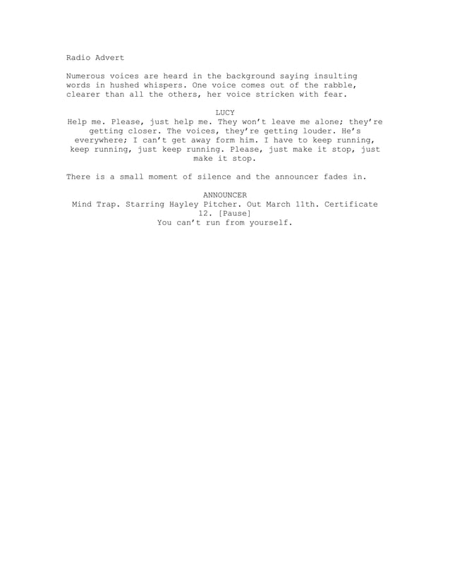 Mind Trap - Radio Advert Script | DOC