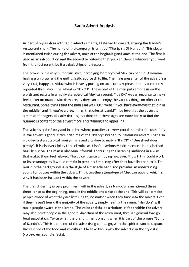 Radio advert analysis | PDF