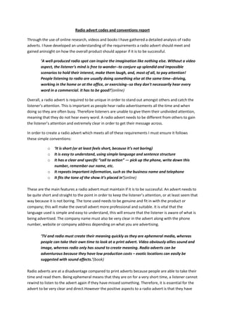 Radio advert report | DOCX