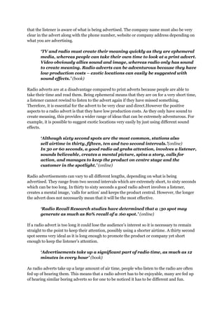 Radio advert report | DOCX | Music | Entertainment