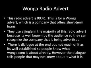 Radio adverts analysis | PPTX | Music | Entertainment
