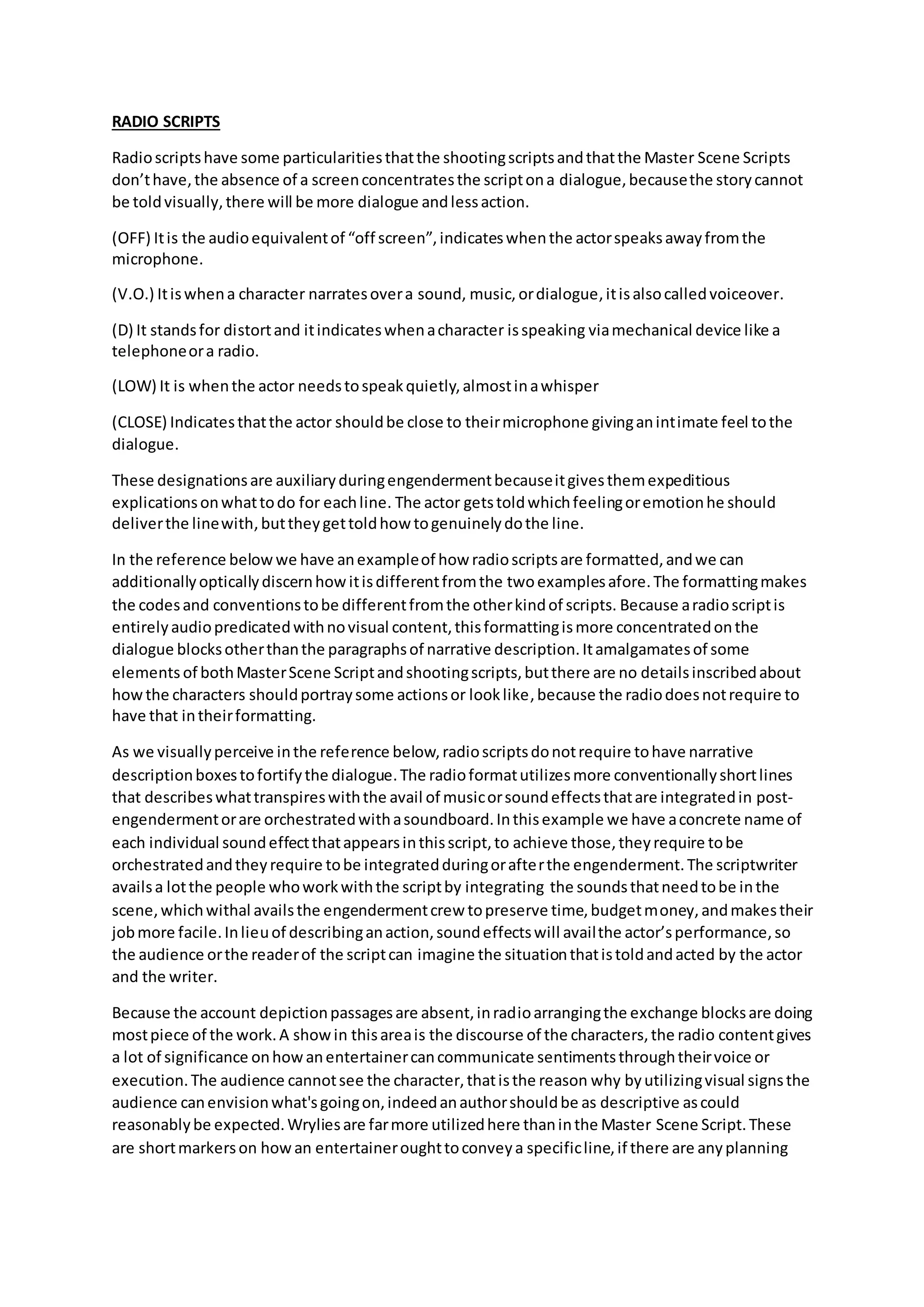 Radio and videogames scripts | DOCX