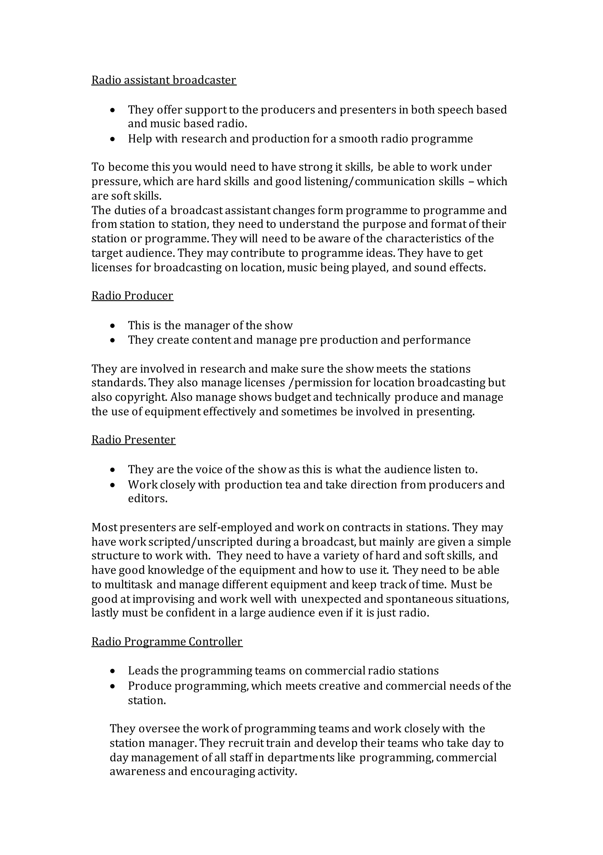 Different Job Roles | DOCX