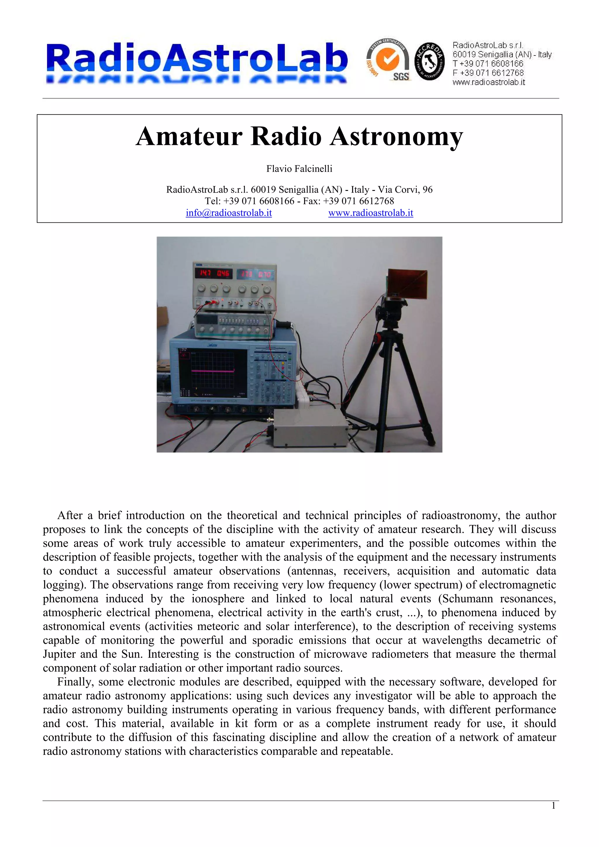 Radio Astronomy and radio telescopes | PDF